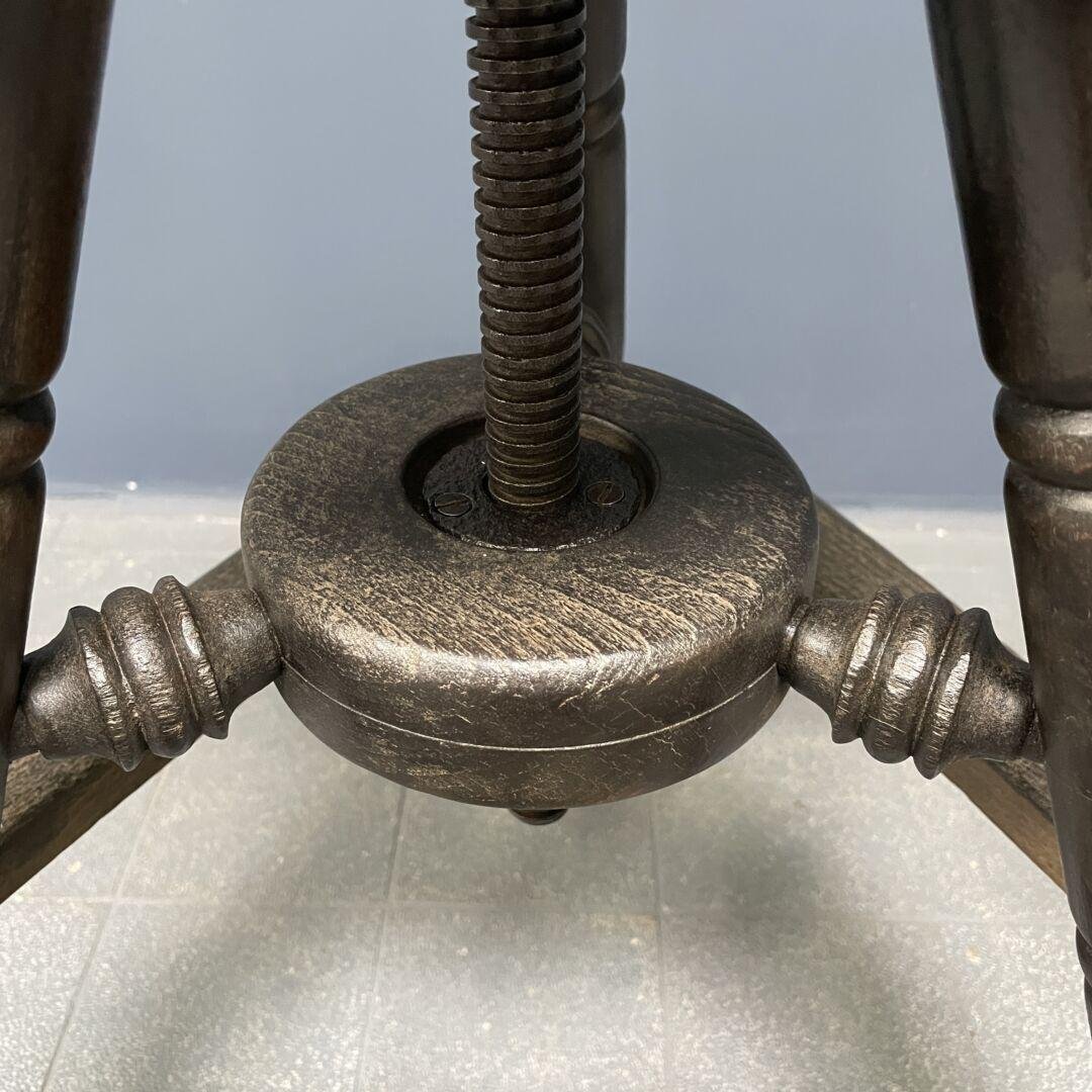 Antique Dark Work Stool with Spindle for sale at Pamono