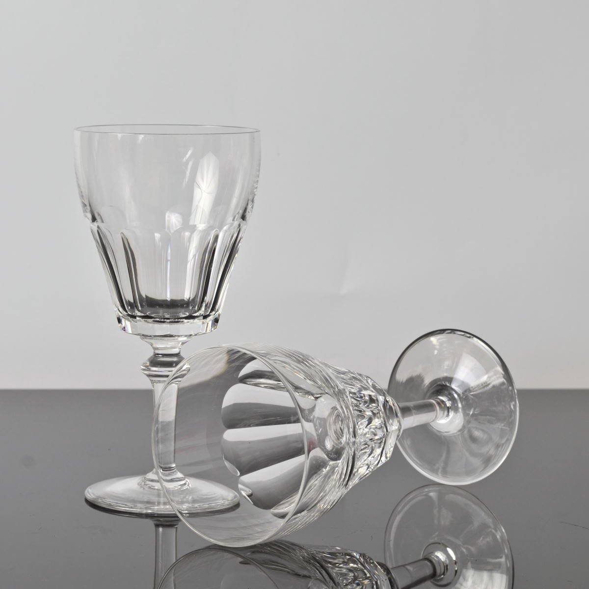 Hand-Cut Crystal Water Goblets from Val Saint Lambert, 1950s, Set of 2 ...