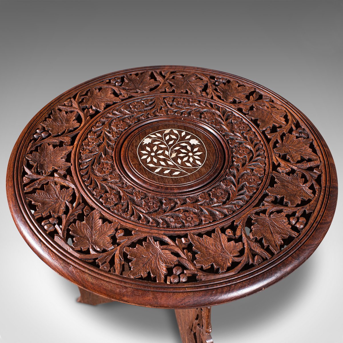 Antique Anglo-Indian Fold Away Circular Side Table for sale at Pamono