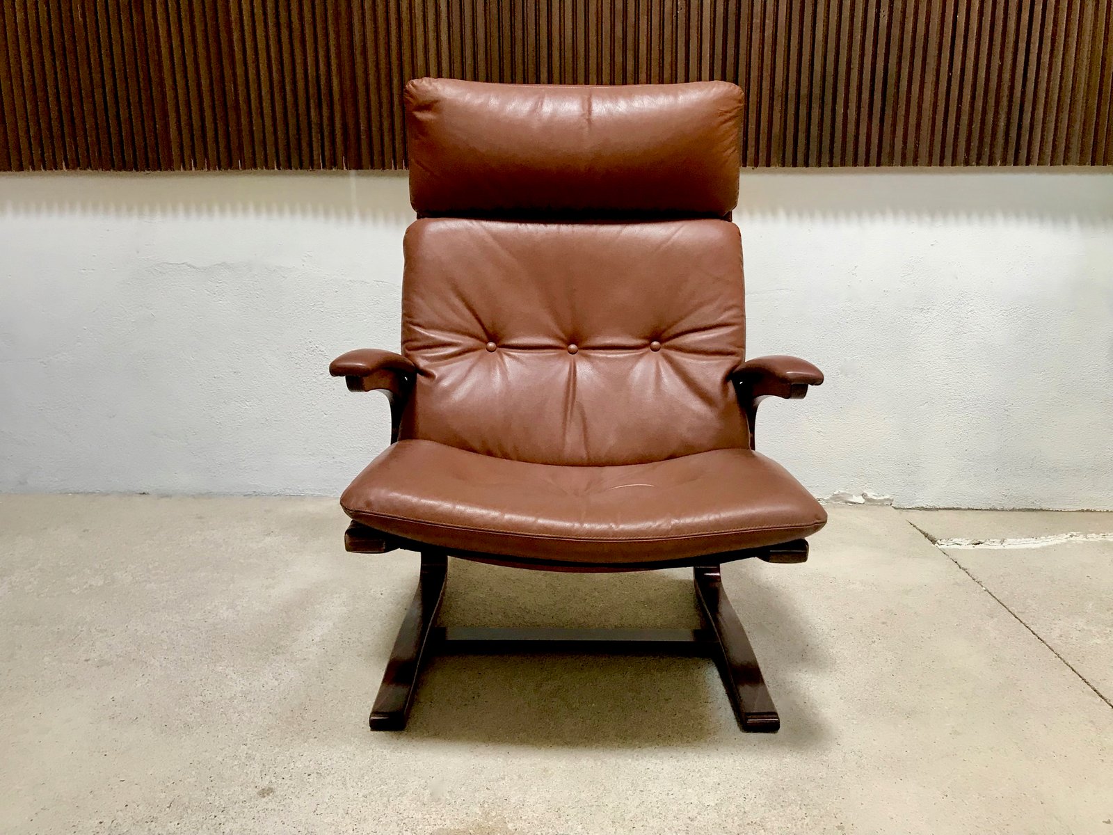 Scandinavian Leather Lounge Chair by Elsa & Nordahl Solheim for Rybo ...