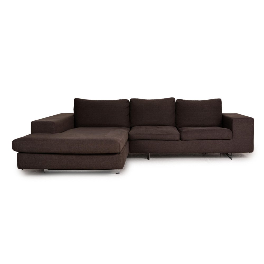 Gray Brown Fabric Who's Perfect Luca Corner Sofa for sale at Pamono
