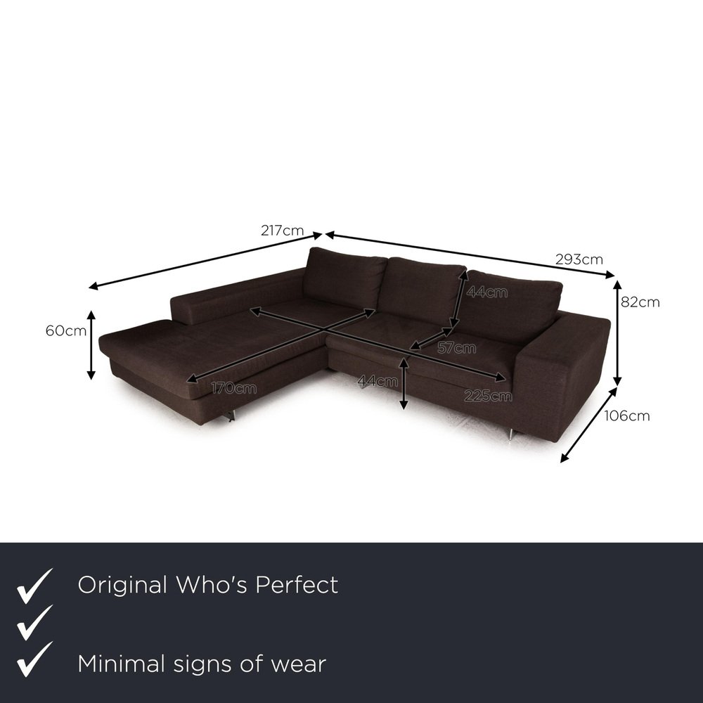 Gray Brown Fabric Who's Perfect Luca Corner Sofa for sale at Pamono