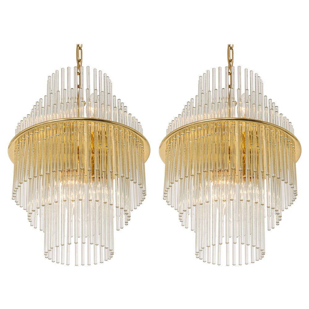 Petite Crystal Glass Rod Pendant Light, Germany, 1970s for sale at Pamono