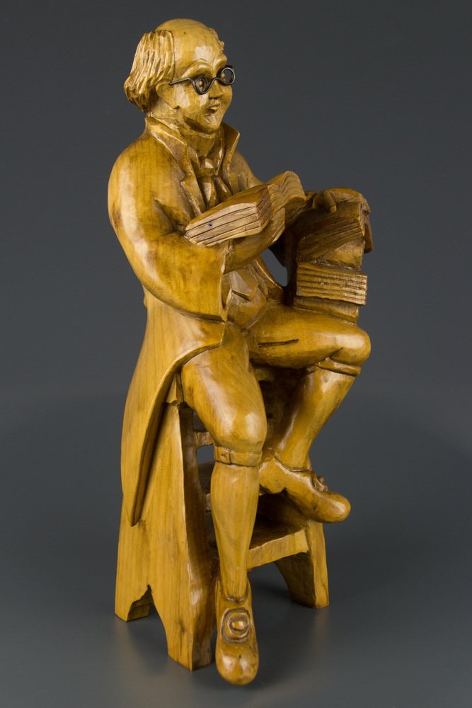 Hand Carved Wooden Figurative Sculpture of a Professor with Books for ...