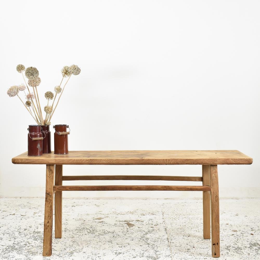 Antique Rustic Elm Console Table for sale at Pamono