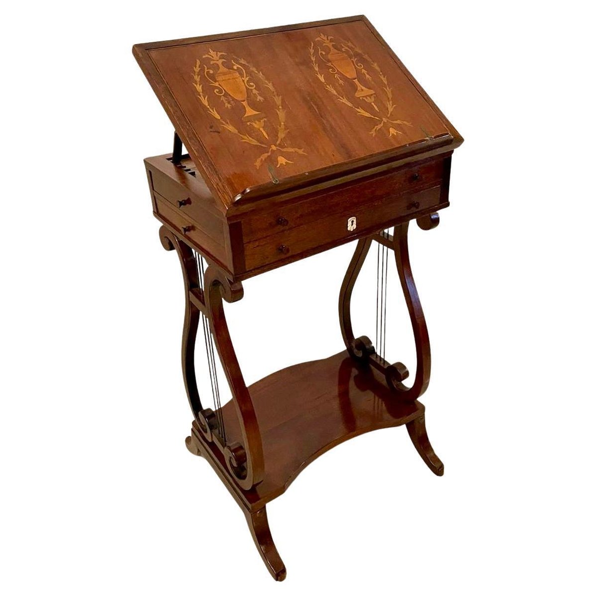 Edwardian Inlaid Mahogany Reading Table for sale at Pamono