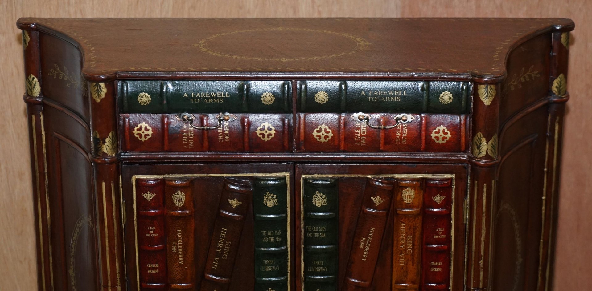 Faux Book Bookcase with Twin Drawers for sale at Pamono
