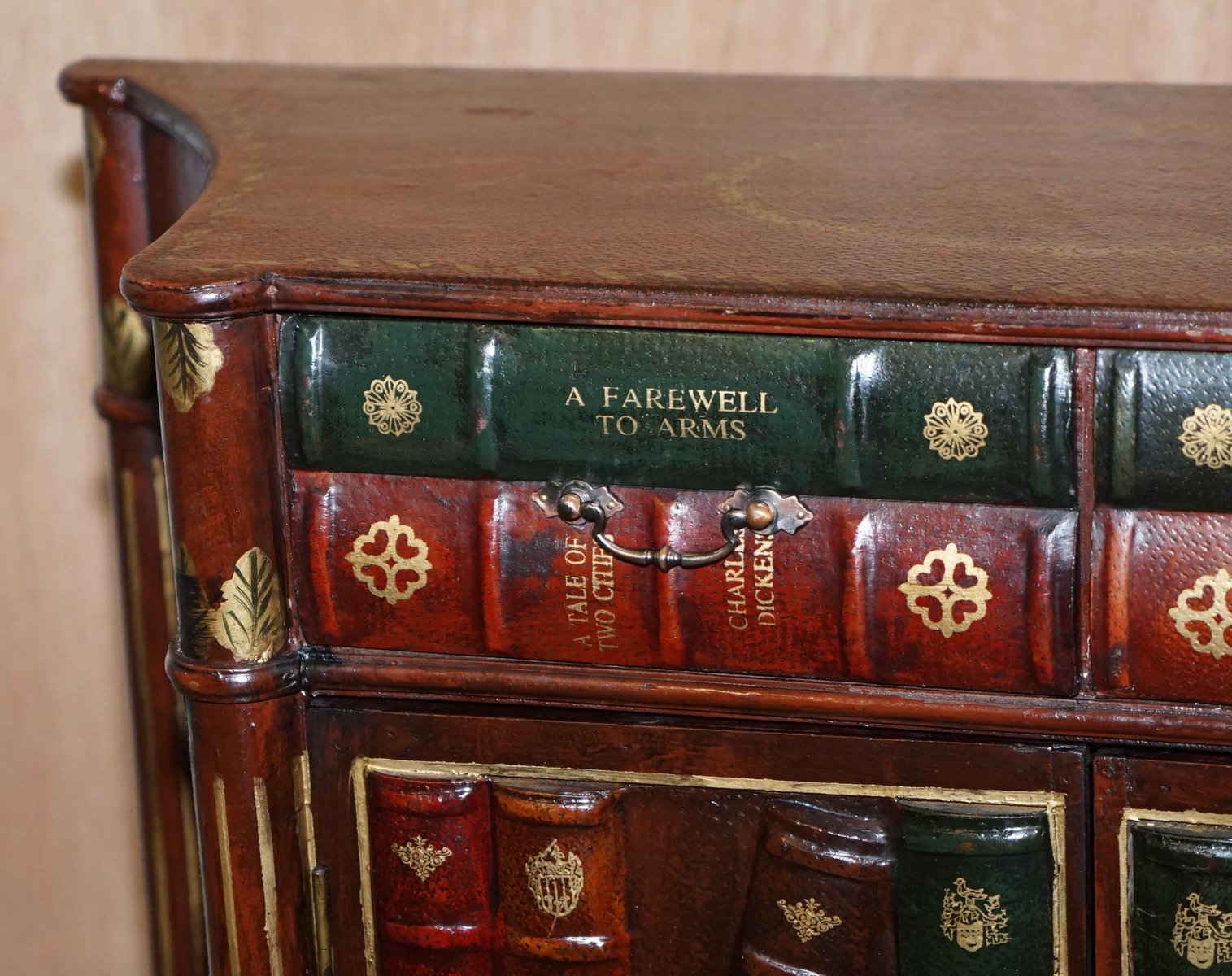 Faux Book Bookcase with Twin Drawers for sale at Pamono