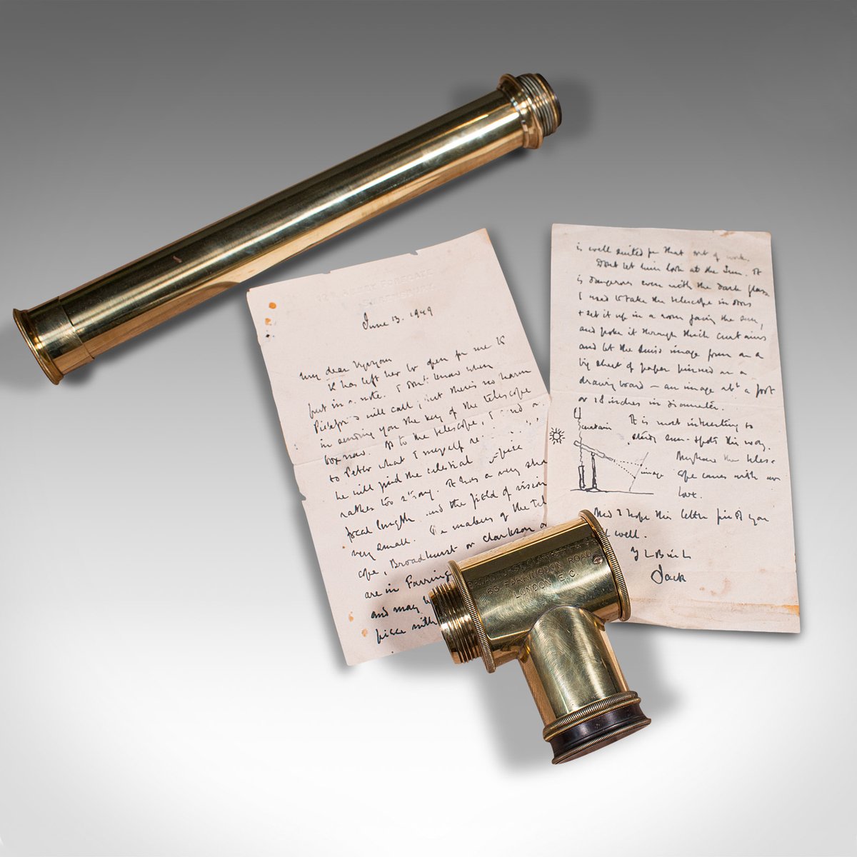 Large Antique English Library Telescope from Broadhurst & Co for sale ...