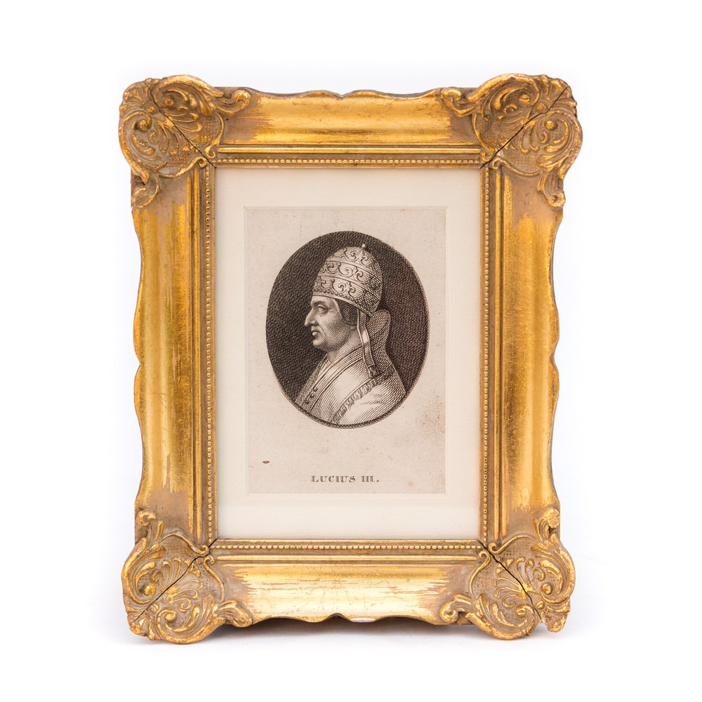 Retrato del Papa Lucio III, siglo XVIII, grabado en cobre, enmarcado en ...