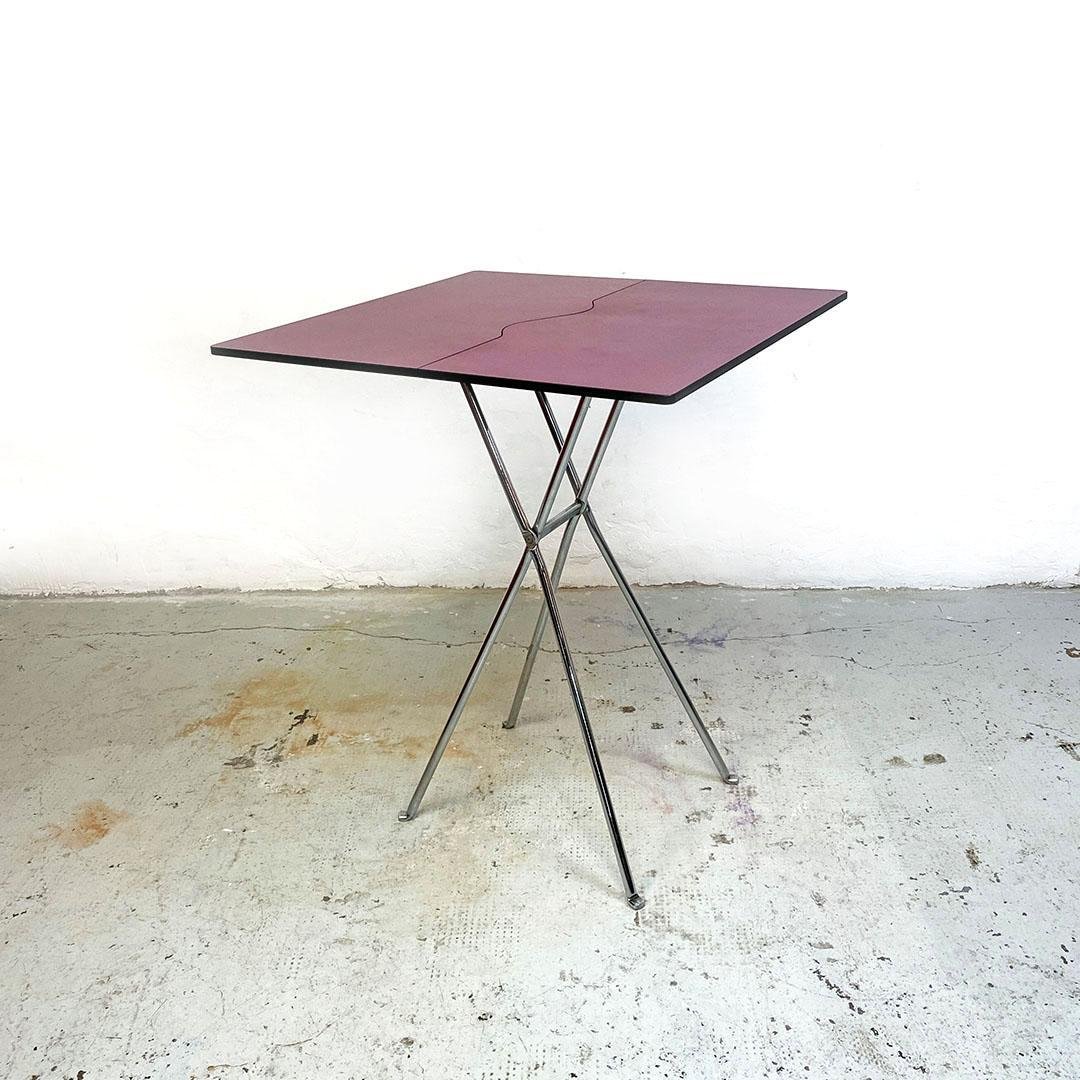Post Modern Italian Red Wine and Chromed Steel Folding Table by Zero ...