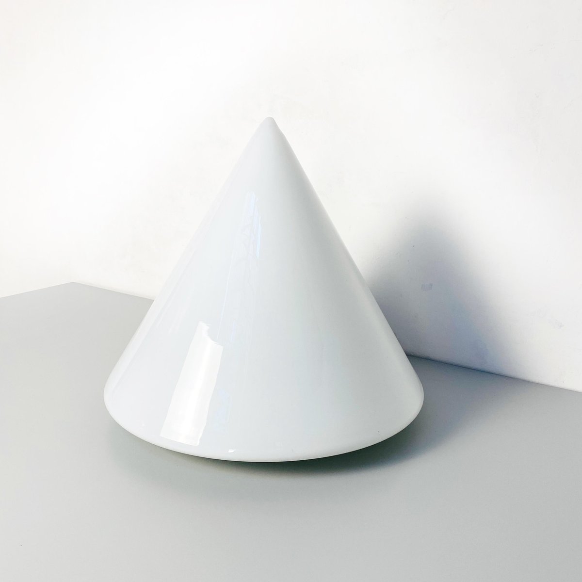 Mid-Century Modern Italian Conical Table Lamp with Double Opal Glass ...