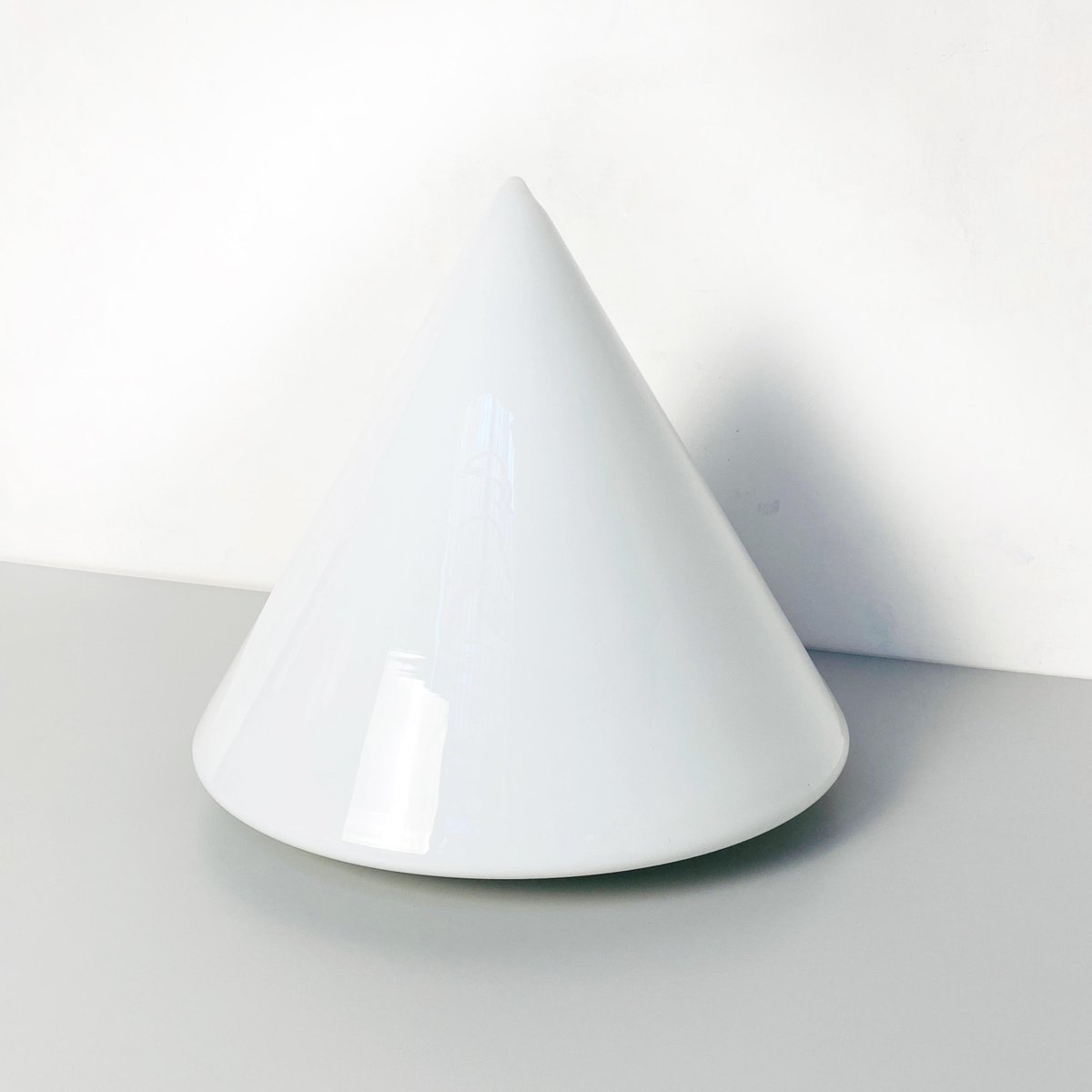 Mid-Century Modern Italian Conical Table Lamp with Double Opal Glass ...