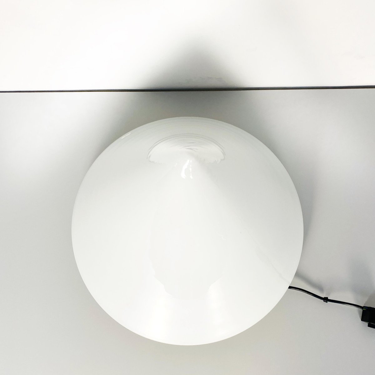 Mid-Century Modern Italian Conical Table Lamp with Double Opal Glass ...