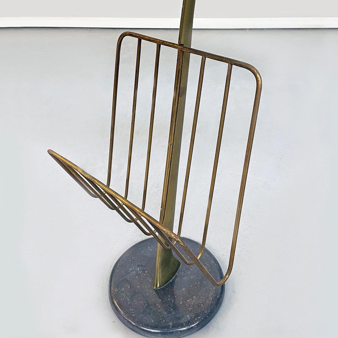 Mid-Century Modern Italian Aqua Green Magazine Rack with Brass Detail ...