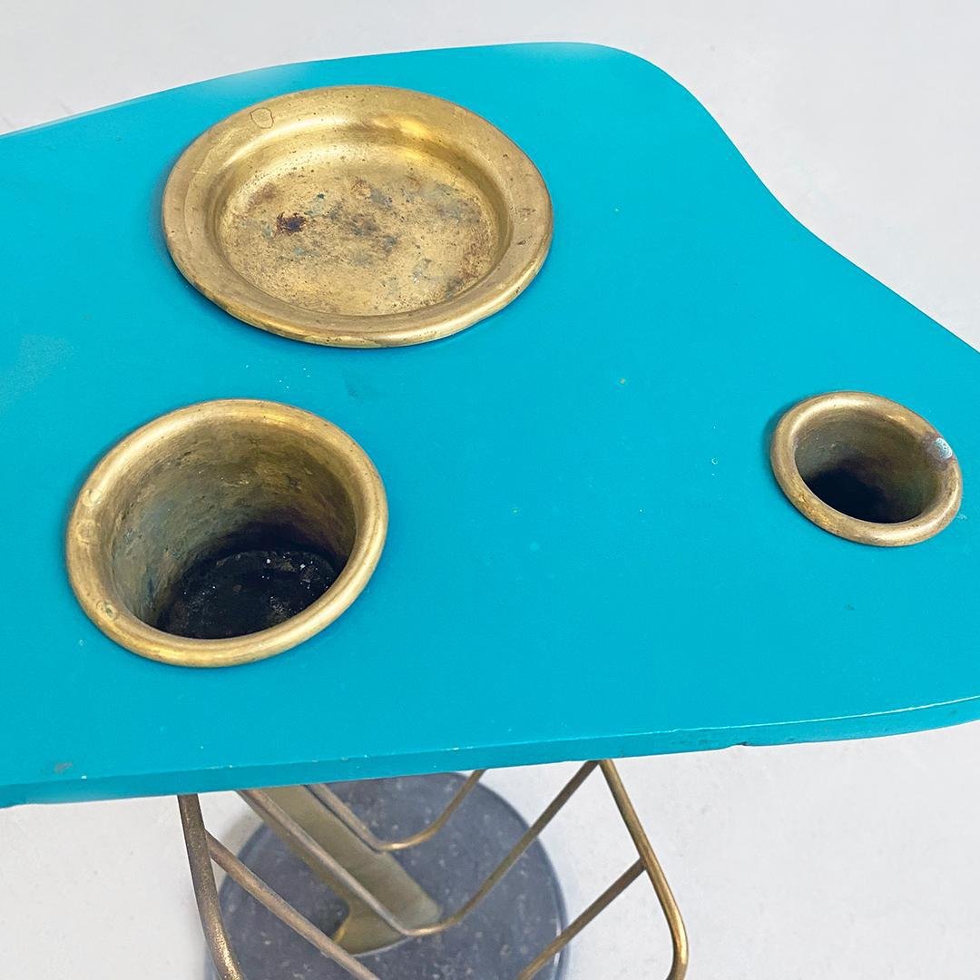 Mid-Century Modern Italian Aqua Green Magazine Rack with Brass Detail ...