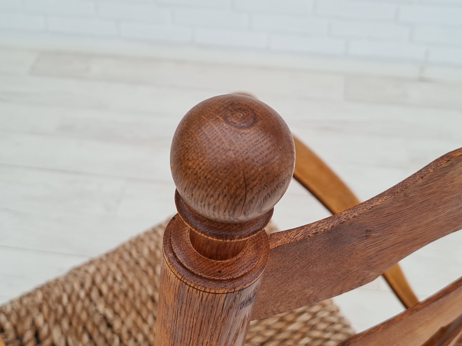Danish Rocking Chair in Oak & Natural Fiber, 1960s for sale at Pamono