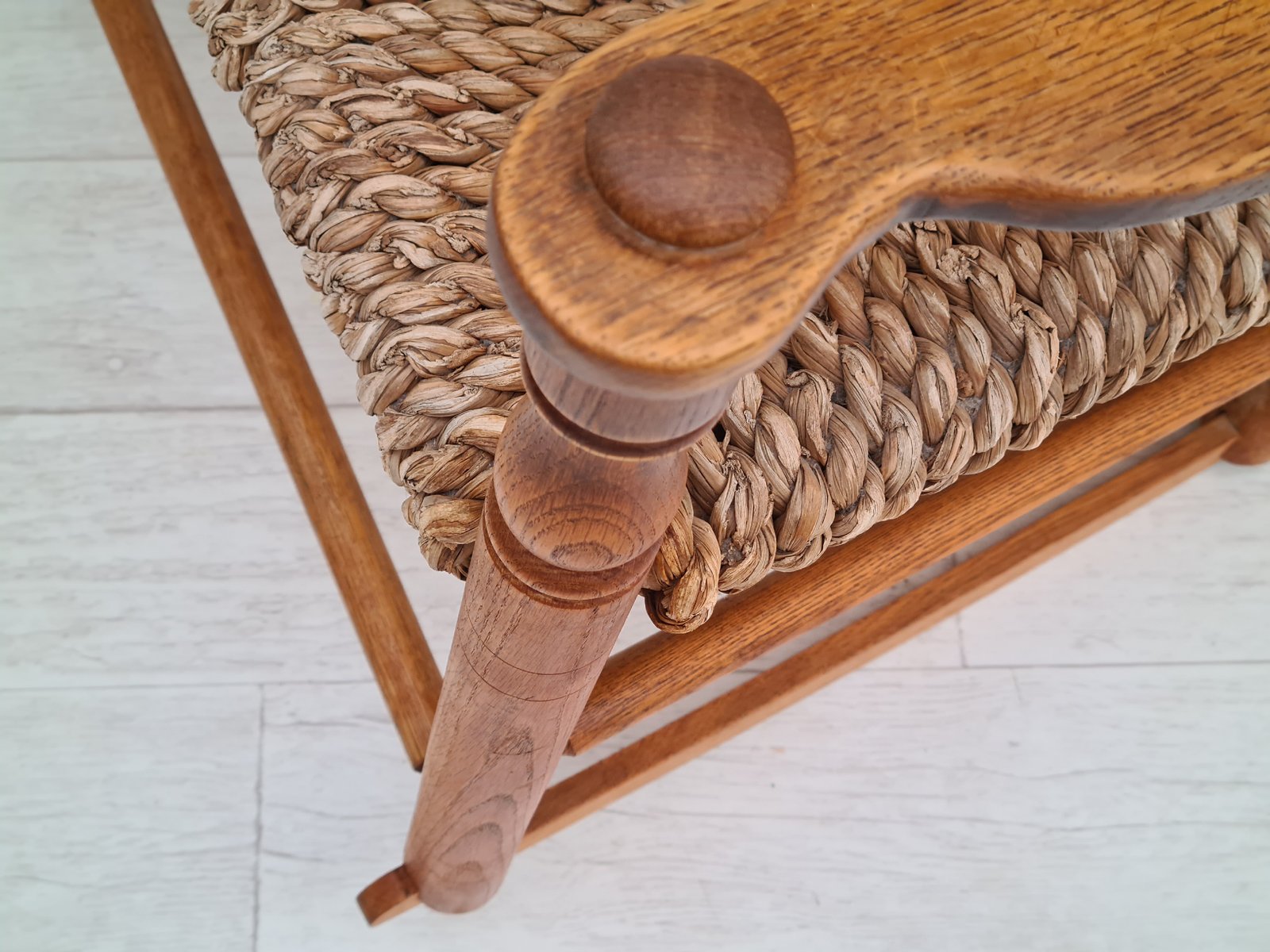 Danish Rocking Chair in Oak & Natural Fiber, 1960s for sale at Pamono