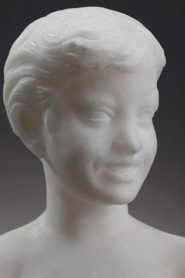 Small Alabaster Bust of Young Boy for sale at Pamono