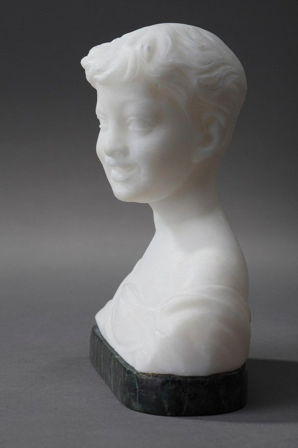 Small Alabaster Bust of Young Boy for sale at Pamono