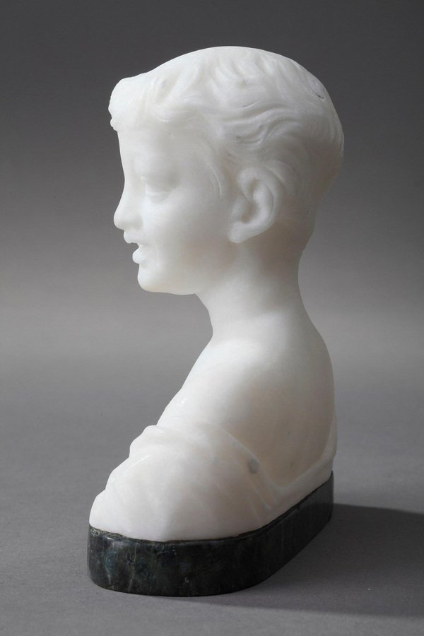 Small Alabaster Bust of Young Boy for sale at Pamono