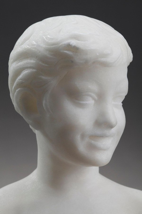 Small Alabaster Bust of Young Boy for sale at Pamono