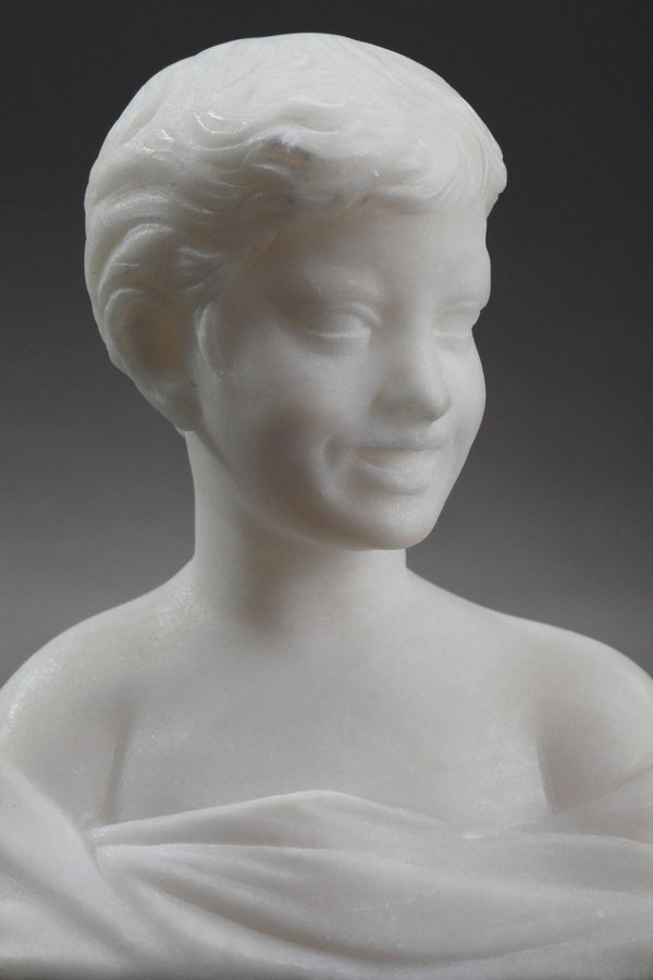 Small Alabaster Bust of Young Boy for sale at Pamono