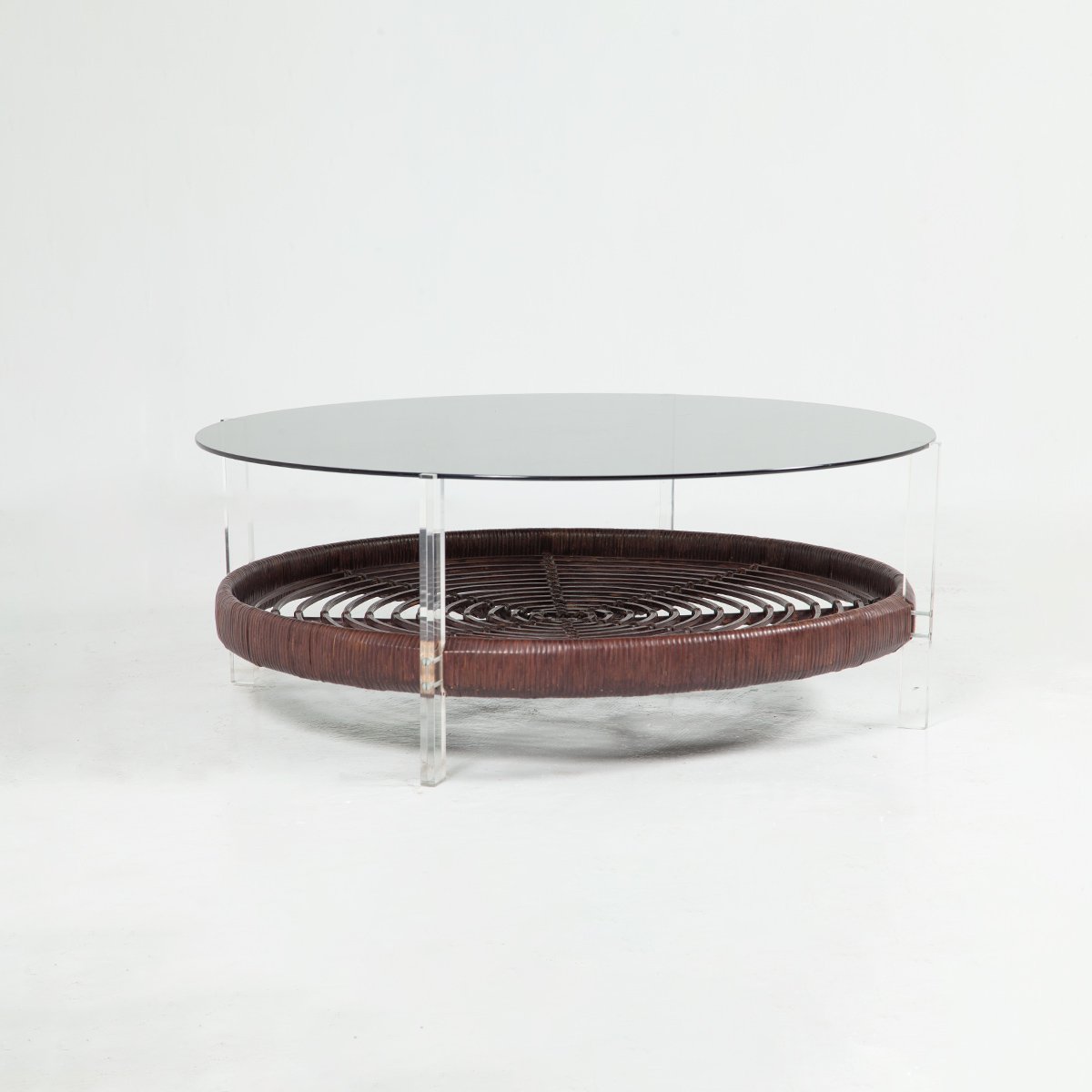 Rattan Glass Acrylic Glass Coffee Table from T Spectrum, 1970s for sale ...