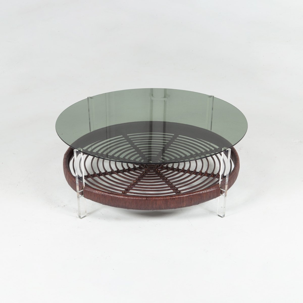 Rattan Glass Acrylic Glass Coffee Table from T Spectrum, 1970s for sale ...
