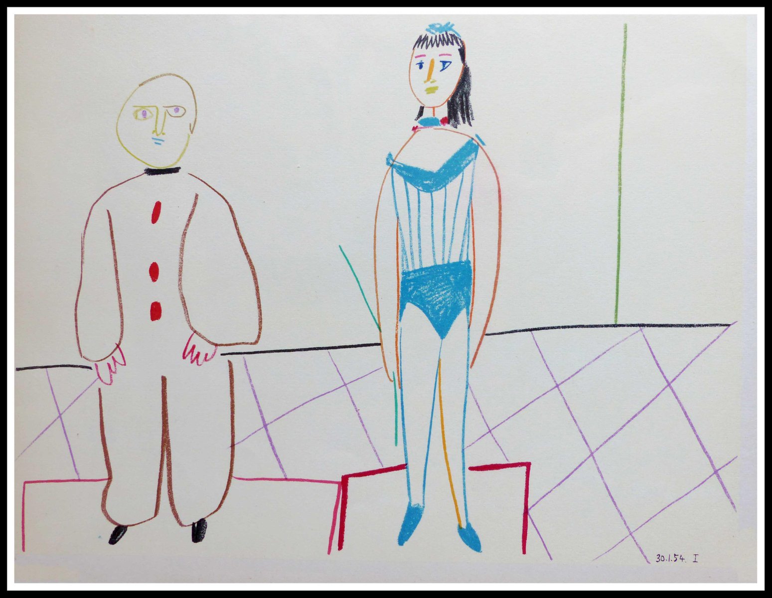 After Pablo Picasso, Human Comedy X, 1954, Litografía en venta en Pamono