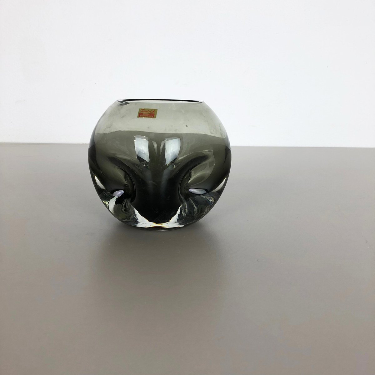 Cubic Green Handblown Crystal Glass Vase by Friedrich Kristall, Germany ...