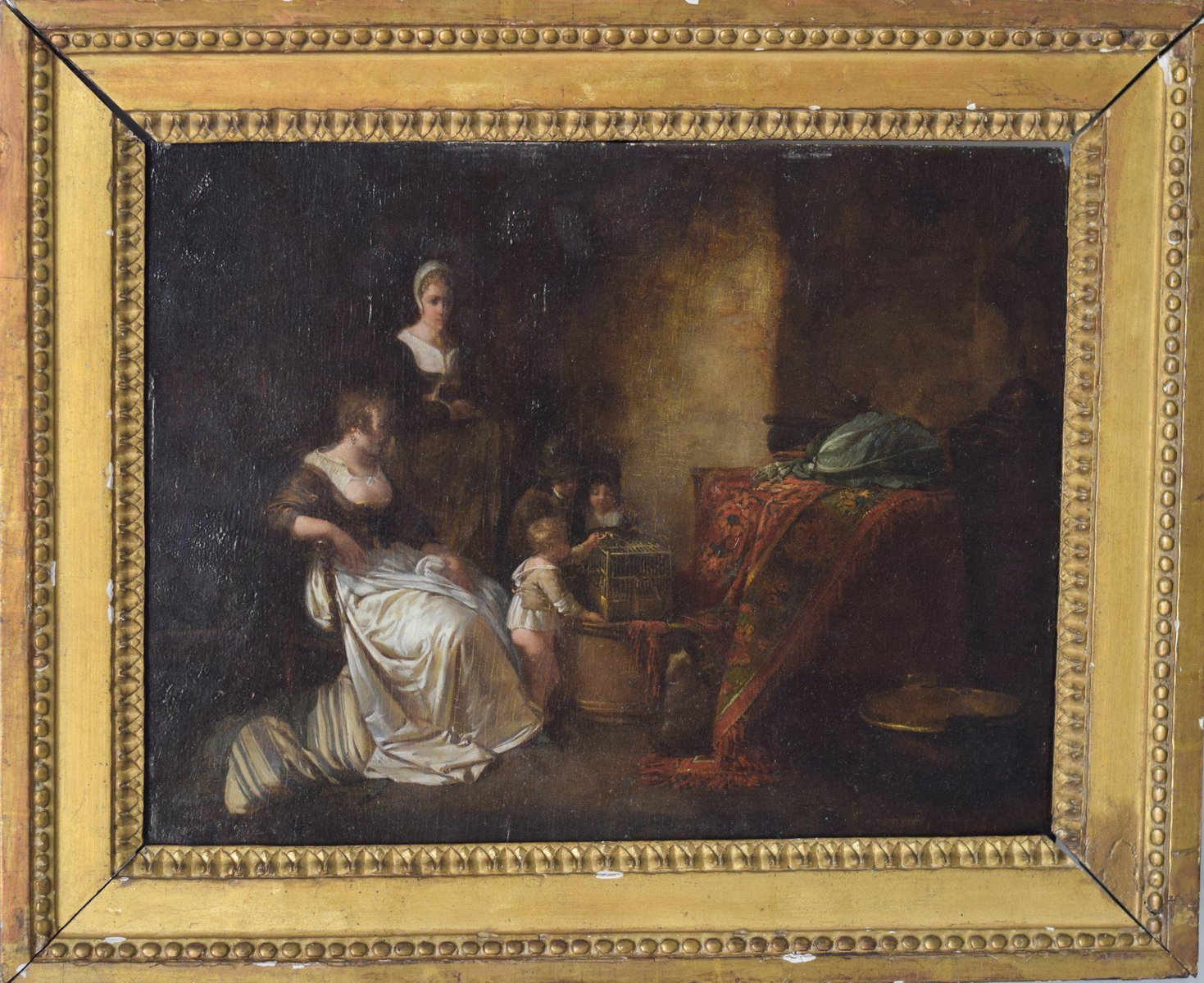 Domestic Scene, 18th Century, Oil on Panel for sale at Pamono