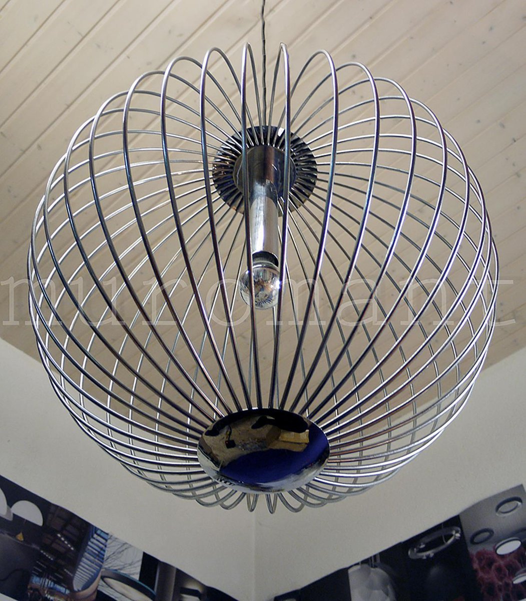 Large Italian Chrome String Chandelier in the Style of Gaetano Sciolari ...