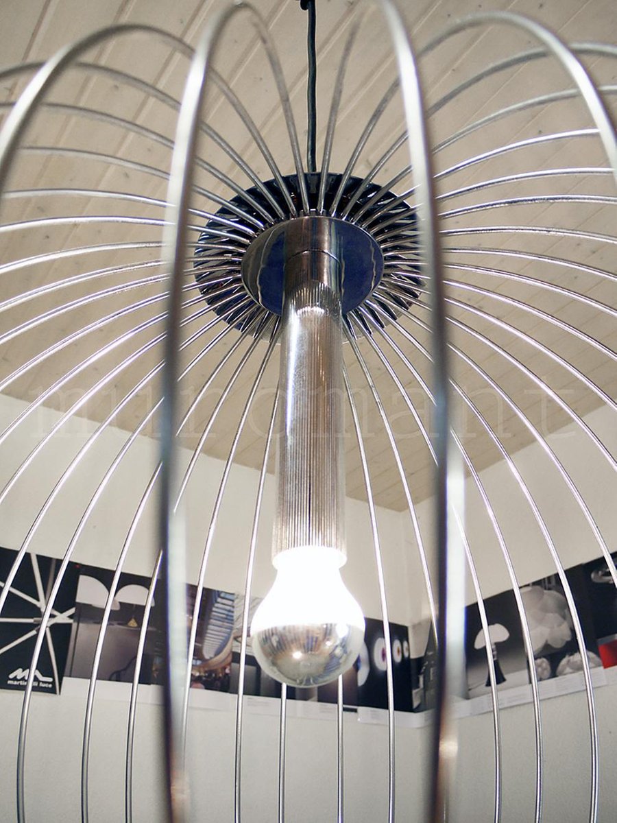 Large Italian Chrome String Chandelier in the Style of Gaetano Sciolari ...