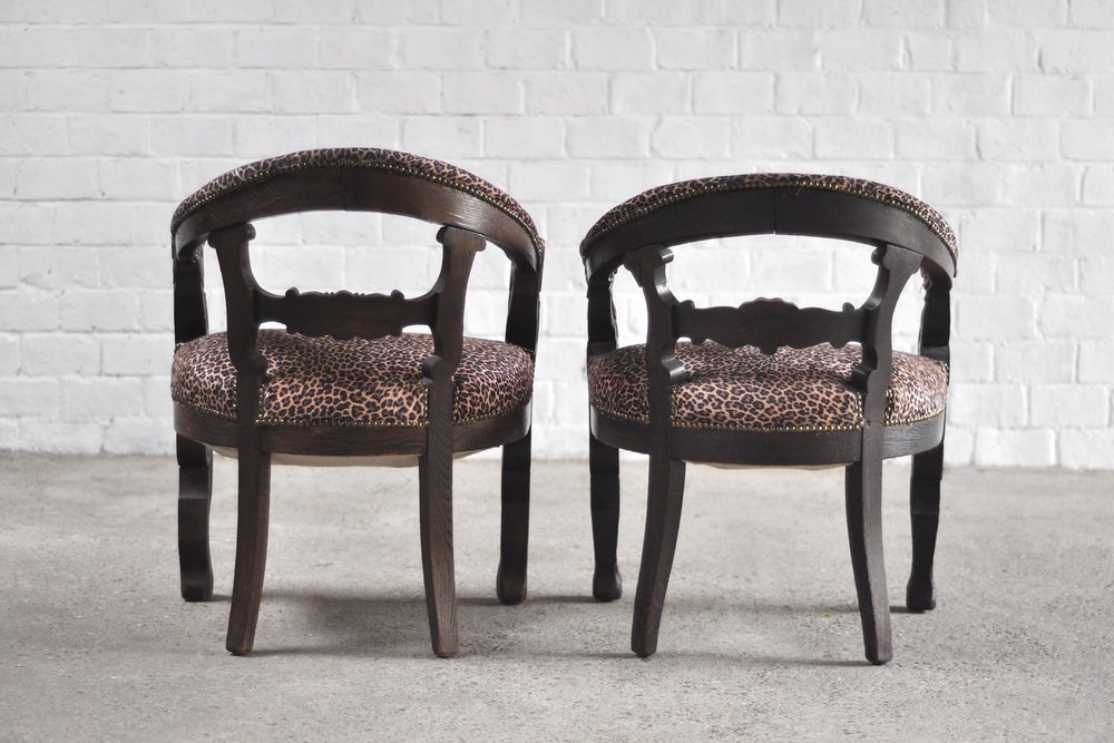 Antique Renaissance Style 19th Century Carved Oak Tub Chairs with ...