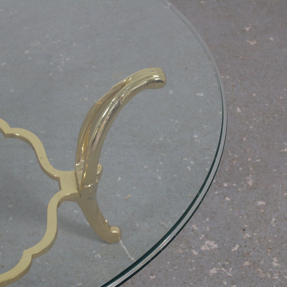 Brass Structure Table with Glass Top for sale at Pamono