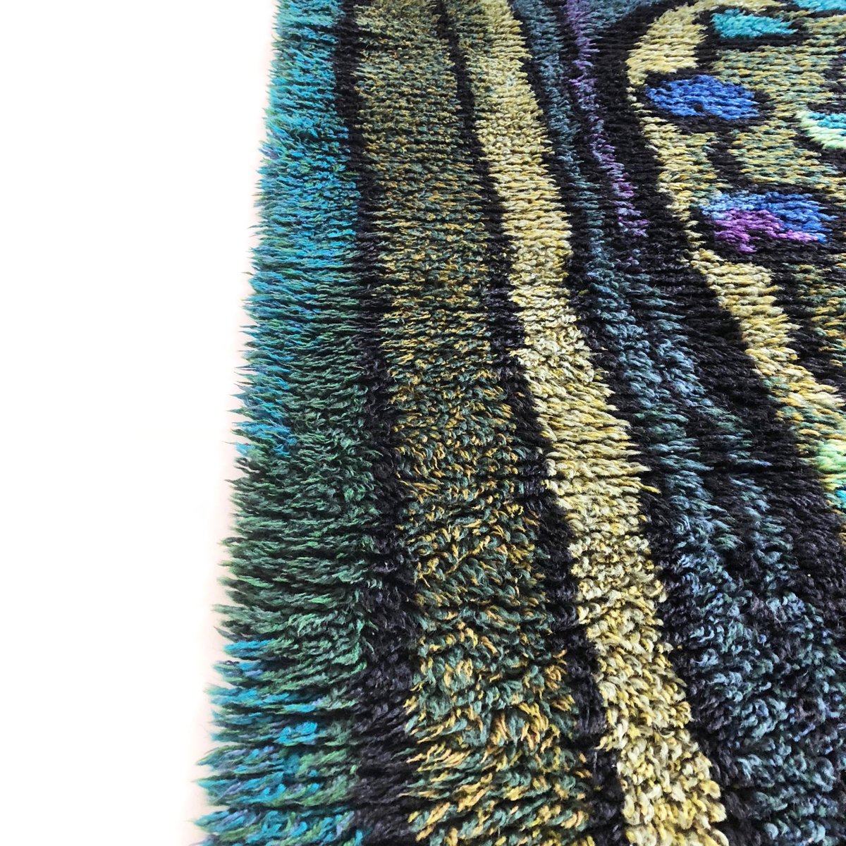 Scandinavian Abstract High Pile Rya Rug Carpet, Sweden, 1960s for sale ...