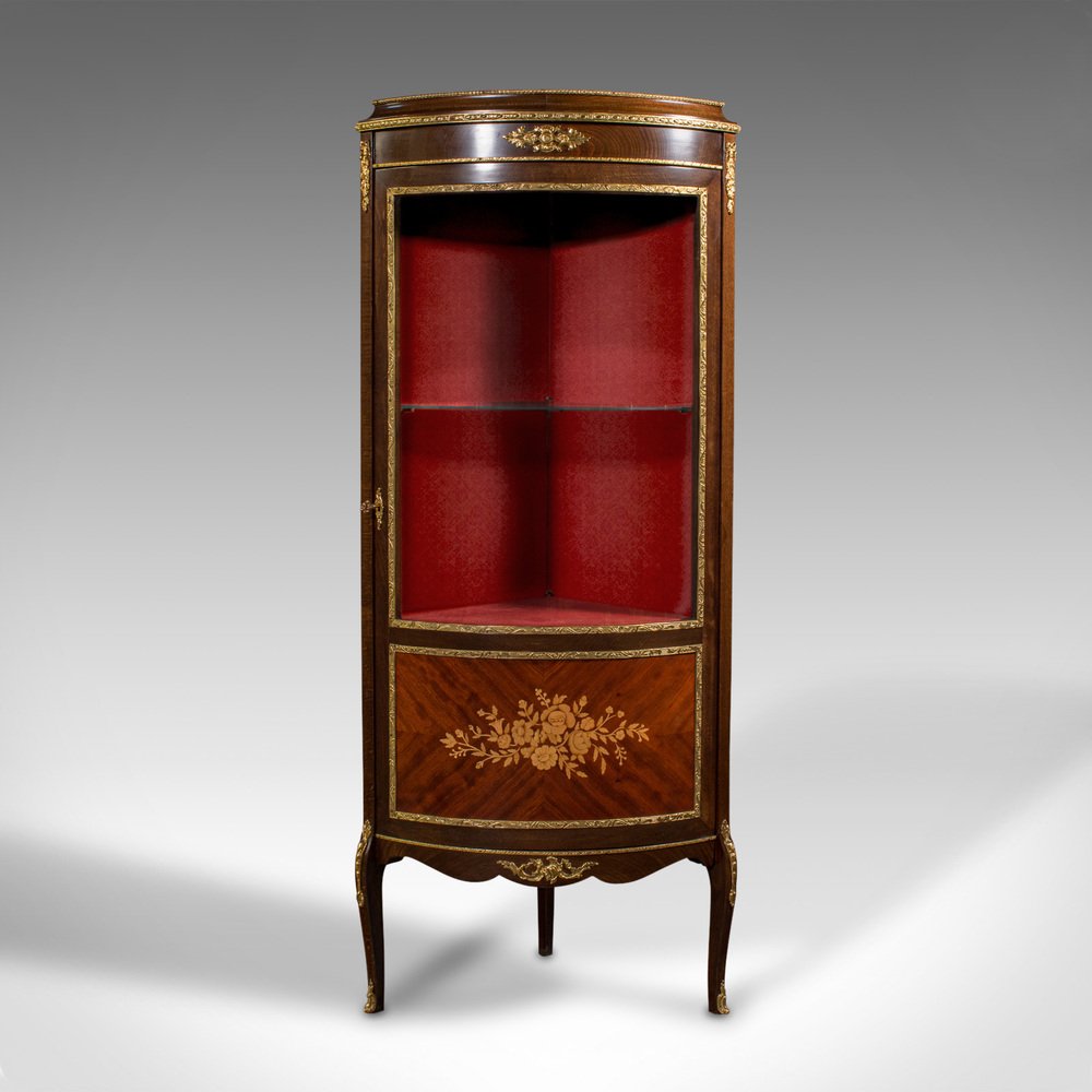 Tall Late 20th Century Vintage French Corner Vitrine Display Cabinet ...