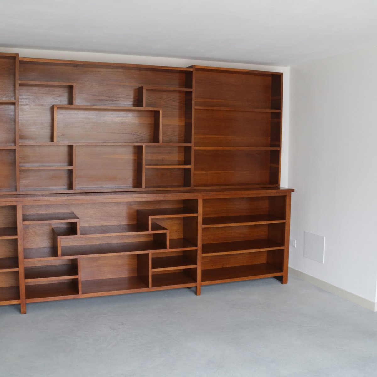 Large Oak Wood Library, 1950s for sale at Pamono