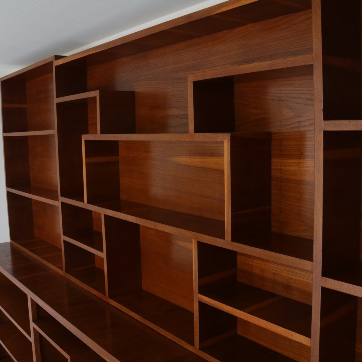 Large Oak Wood Library, 1950s for sale at Pamono