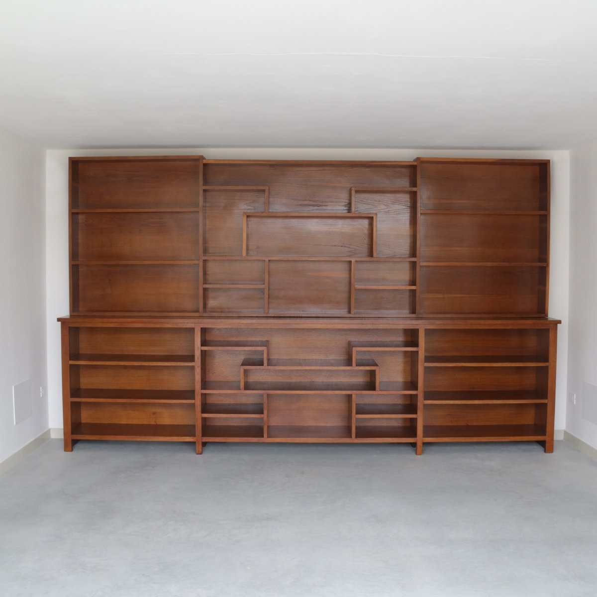 Large Oak Wood Library, 1950s for sale at Pamono