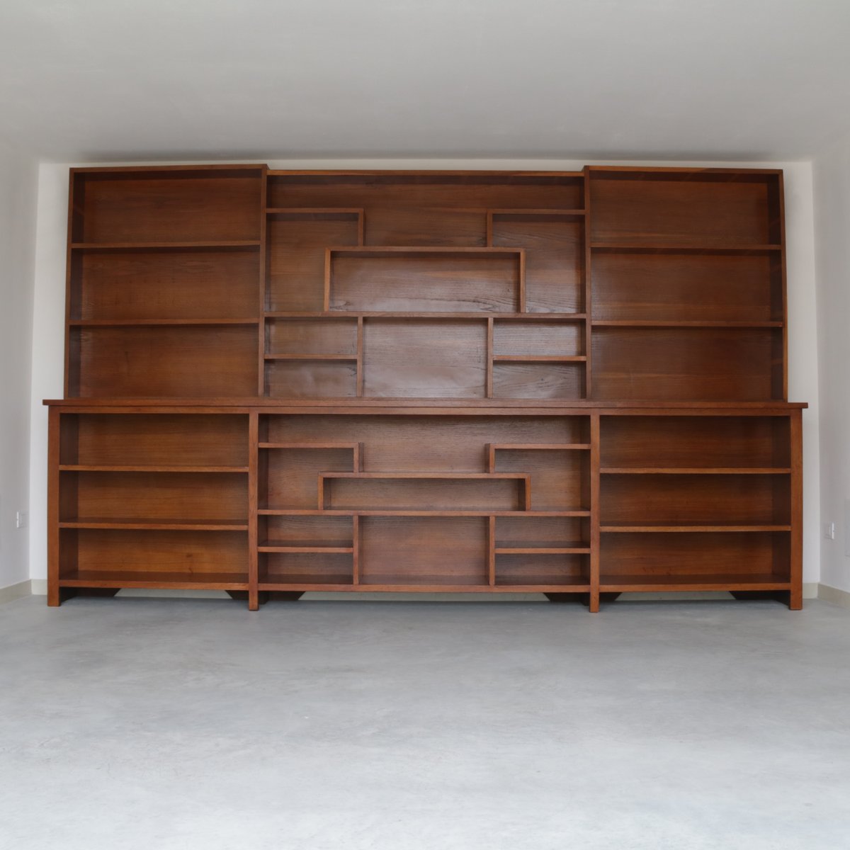 Large Oak Wood Library, 1950s for sale at Pamono