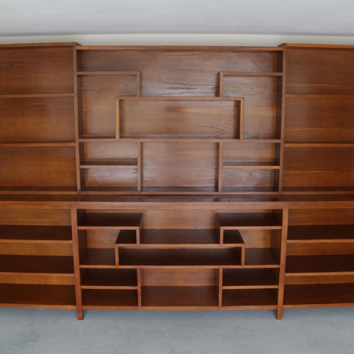 Large Oak Wood Library, 1950s for sale at Pamono