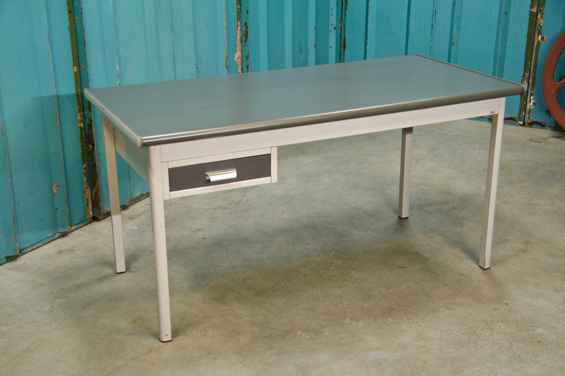 Industrial Dutch Metal Writing Desk from Backfield, 1960s for sale at ...
