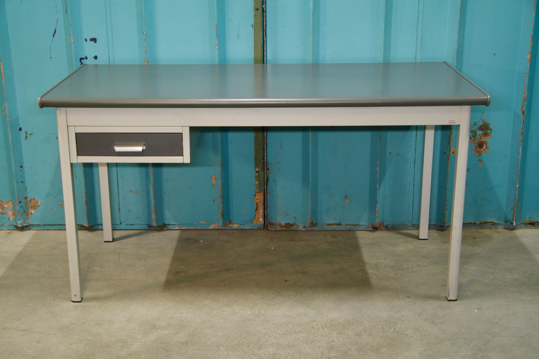 Industrial Dutch Metal Writing Desk from Backfield, 1960s for sale at ...