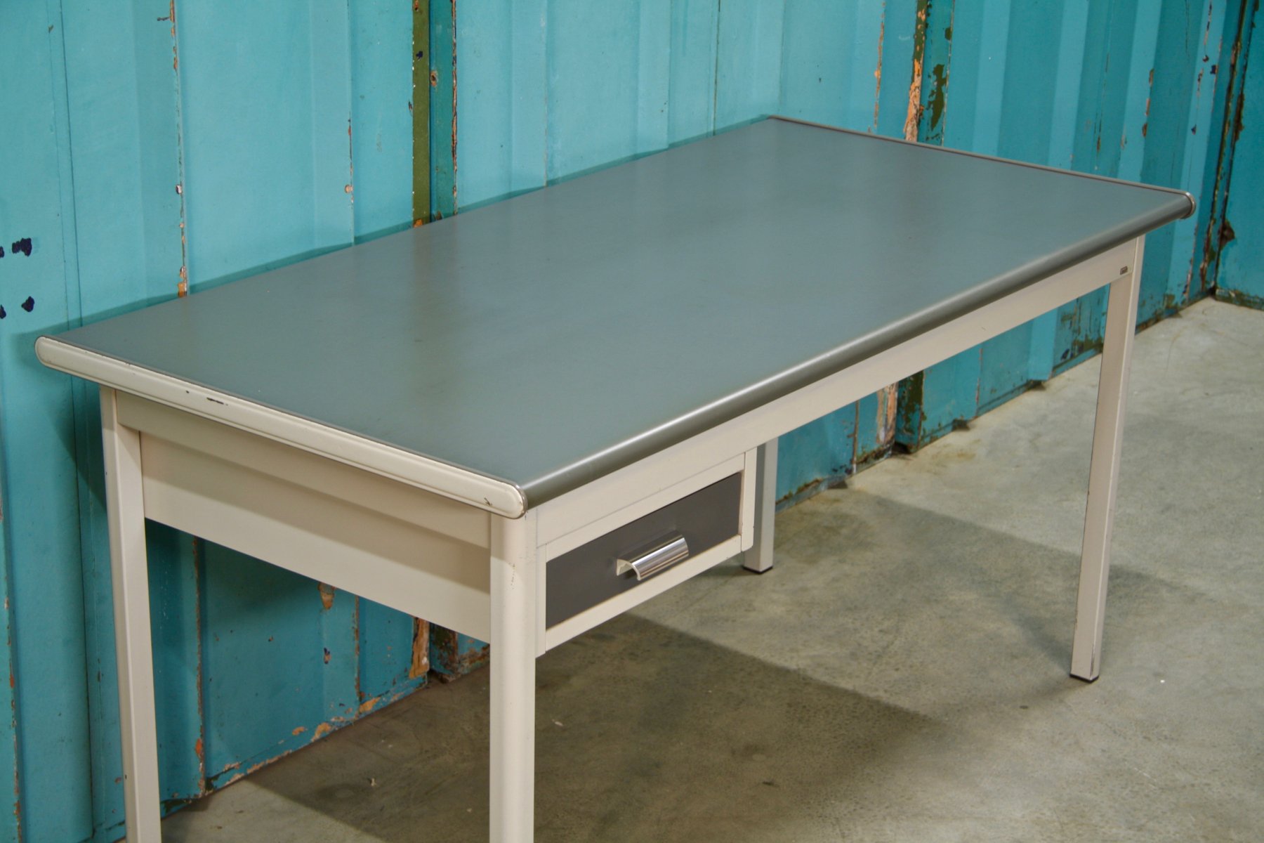 Industrial Dutch Metal Writing Desk from Backfield, 1960s for sale at ...