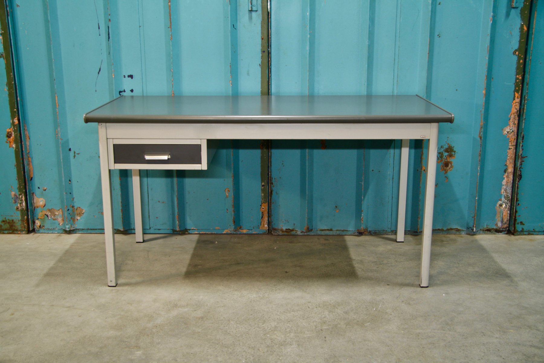 Industrial Dutch Metal Writing Desk from Backfield, 1960s for sale at ...