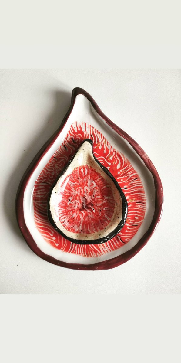Fruit Collection Fig Plates in Violet or Green by Federica Massimi, Set ...
