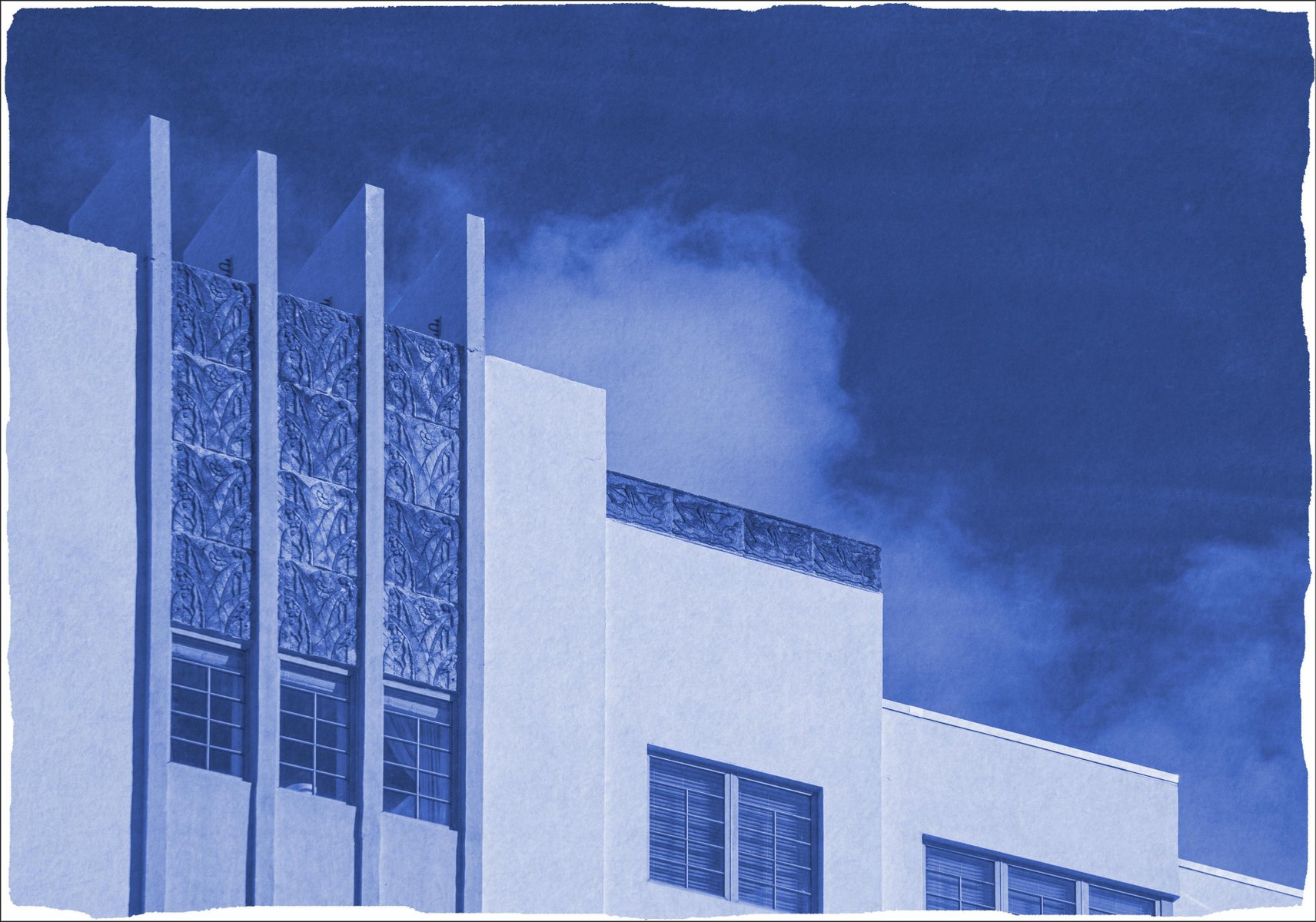 Kind of Cyan, Thirties Building with Sky, 2021, Cyanotype Print for ...
