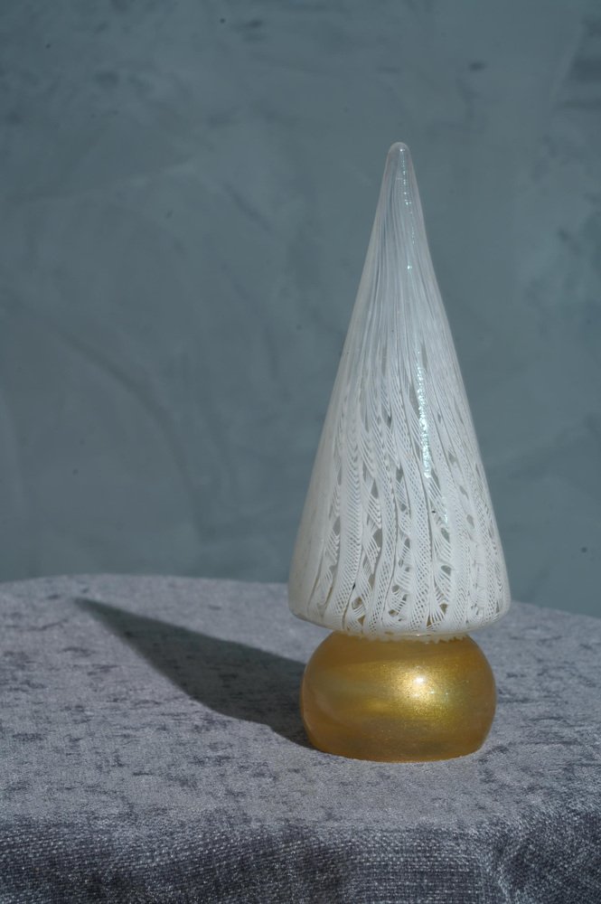 White and Gold Murano Art Glass Tree Sculpture, 1980 for sale at Pamono